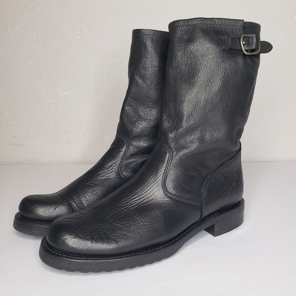 Frye | Shoes | Frye Veronica Short Black Leather Combat Boots | Poshmark